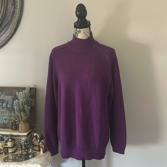 Vintage | Sweaters | Vintage Ann Wi 9s Purple Mock Neck Sweater Womens ...